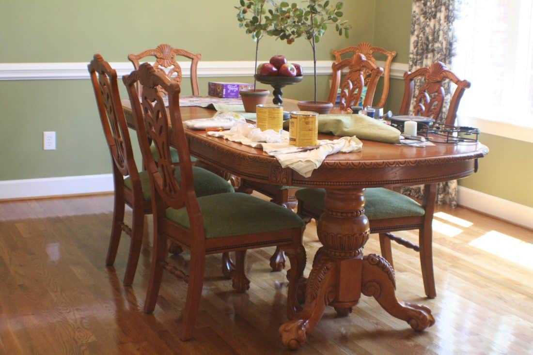 Spray Painted dining room table and chairs - At Home With The Barkers