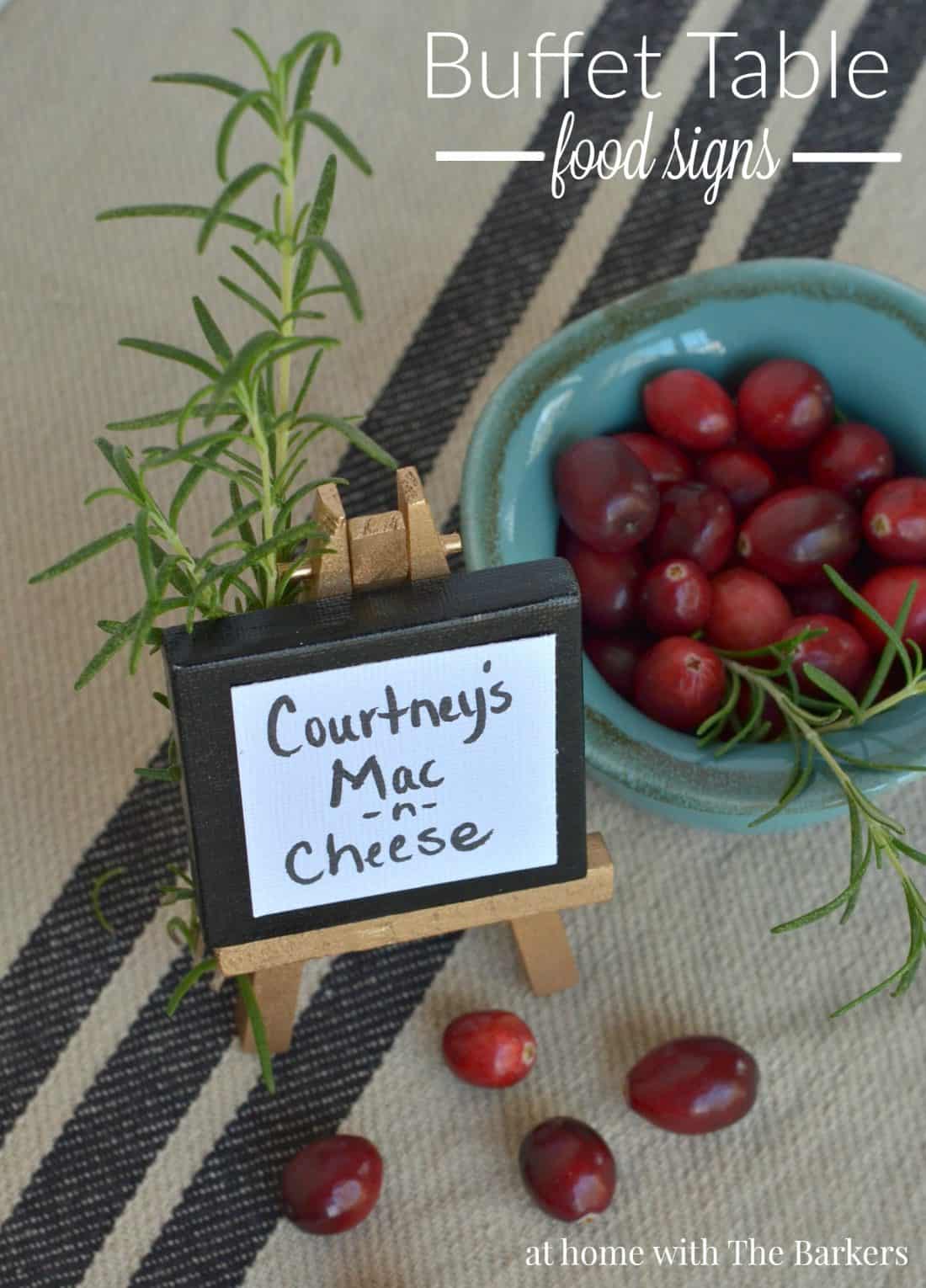 buffet table food signs